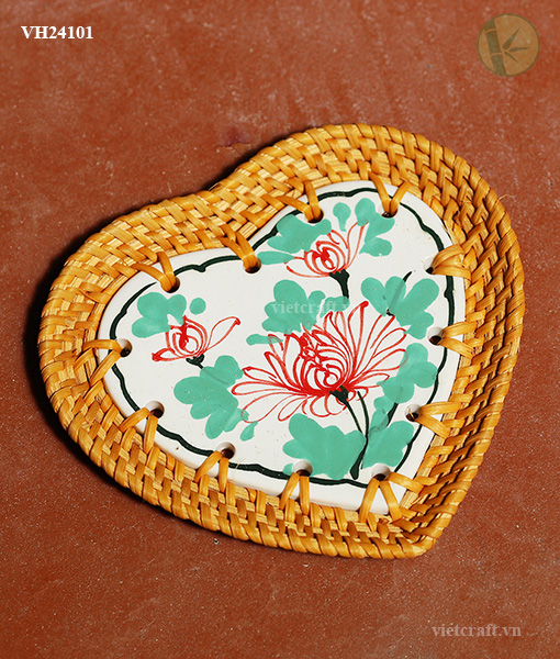Rattan Ceramic Coaster – Handcrafted Drink Coaster from Vietnam ...